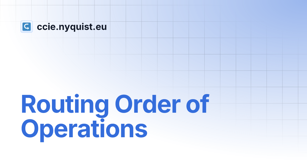 Routing Order of Operations | ccie.nyquist.eu